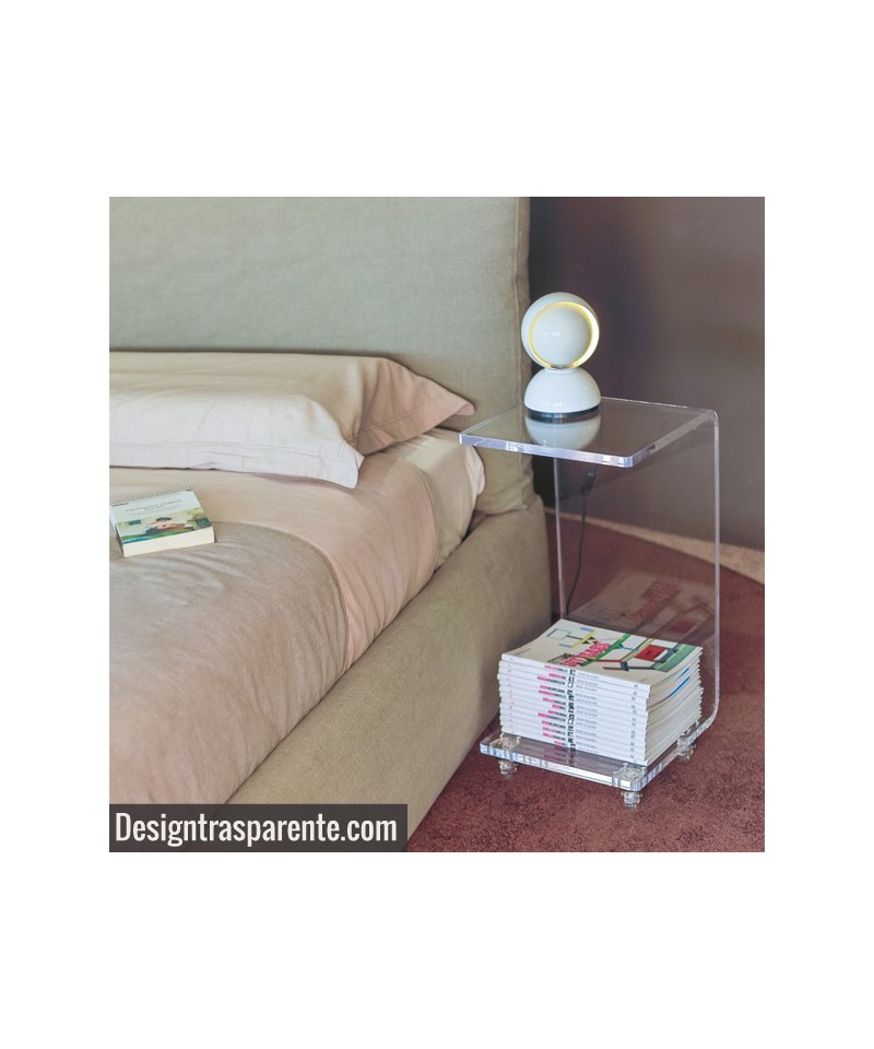 W40H60 Servant table with magazine rack transparent perspex.