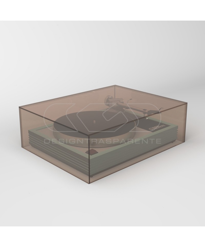 Turntable cover box W40 D40 H15 transparent or smoked acrylic.