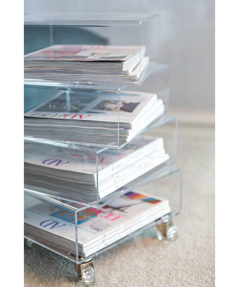 W40H60 Servant table with magazine rack transparent perspex.