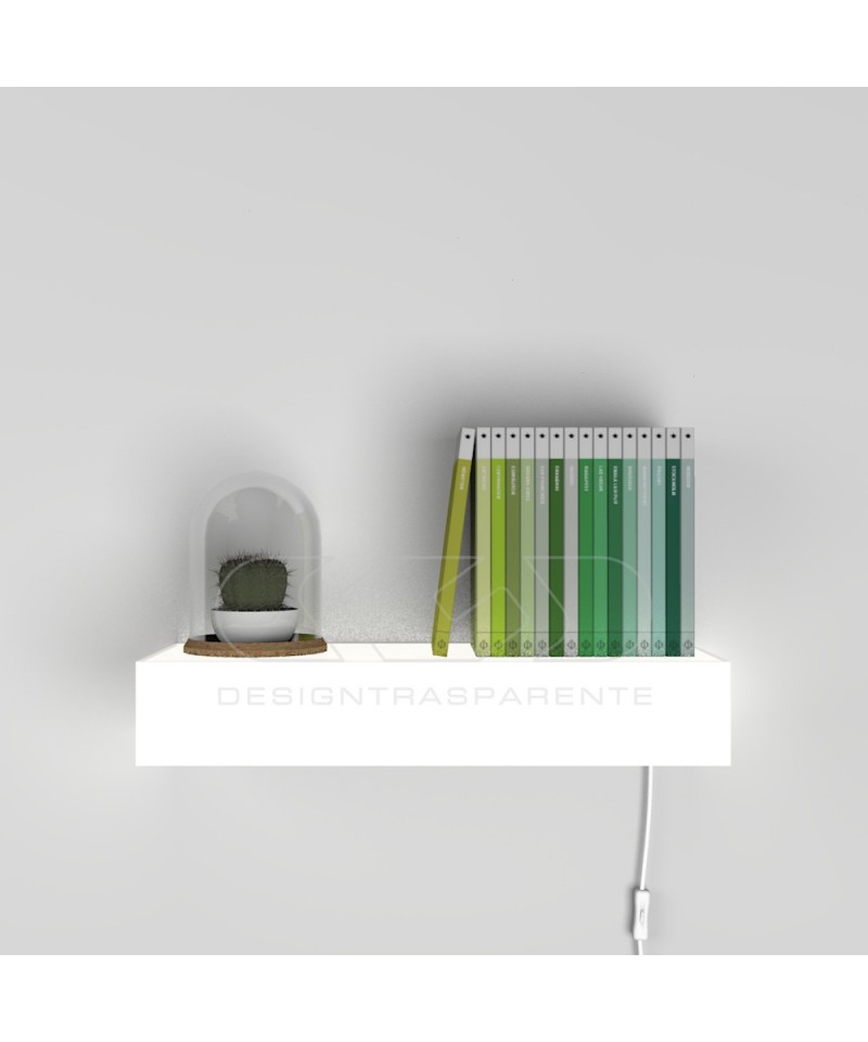 Luminous shelf cm 50 white plexiglass LED light.