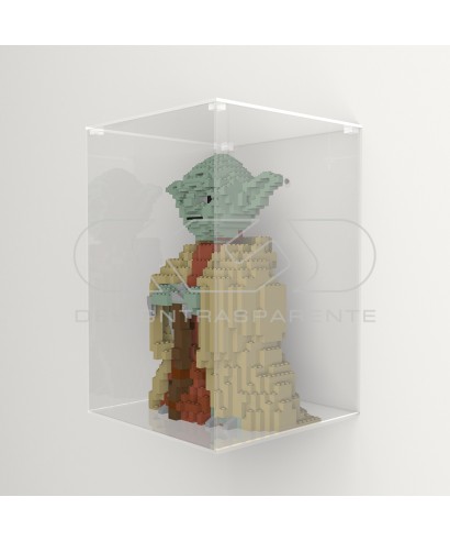 Cm 20 clear acrylic wall display case for Lego and miniature models.