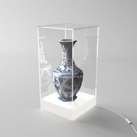 cm 65 LED acrylic display case with white lighted base.